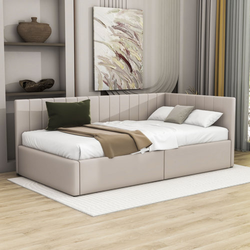 Latitude Run® Sniya Twin Size Linen Upholstered Daybed With 2 Storage